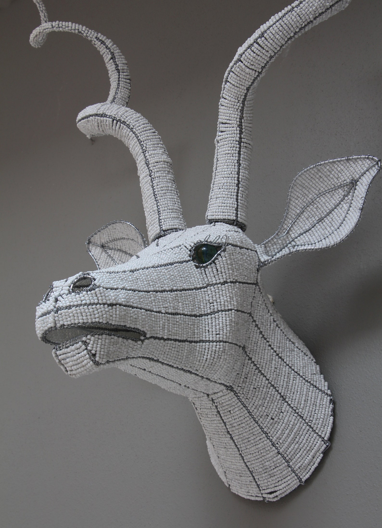 Classic White Beaded Kudu Head: This Striking Wall Piece in - Etsy