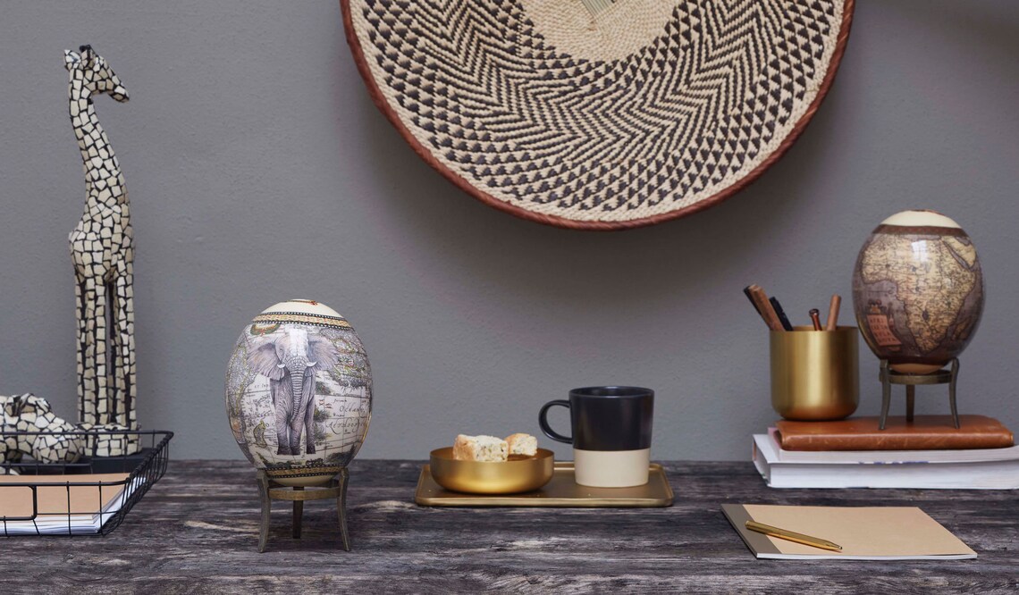 Decoupage Elephant Ostrich Egg: the Majestic African Elephant Poses in ...