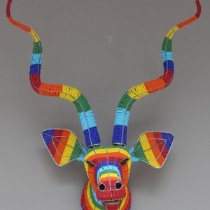 Striped Multi-coloured Beaded Kudu Head: Vibrant and Uniquely Modern ...