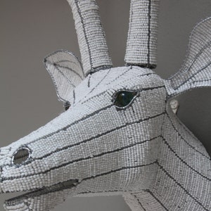 Classic White Beaded Kudu Head: This Striking Wall Piece in Muted White ...