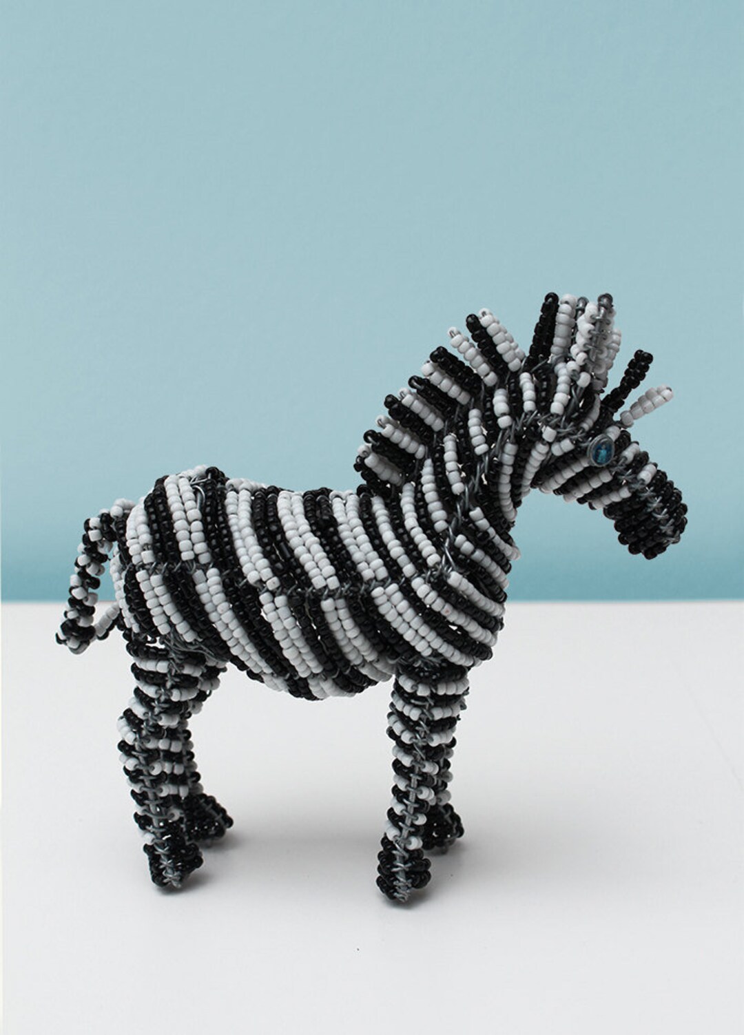Striped Beaded Zebra: This Rendering in Black and White Beads on a Wire ...