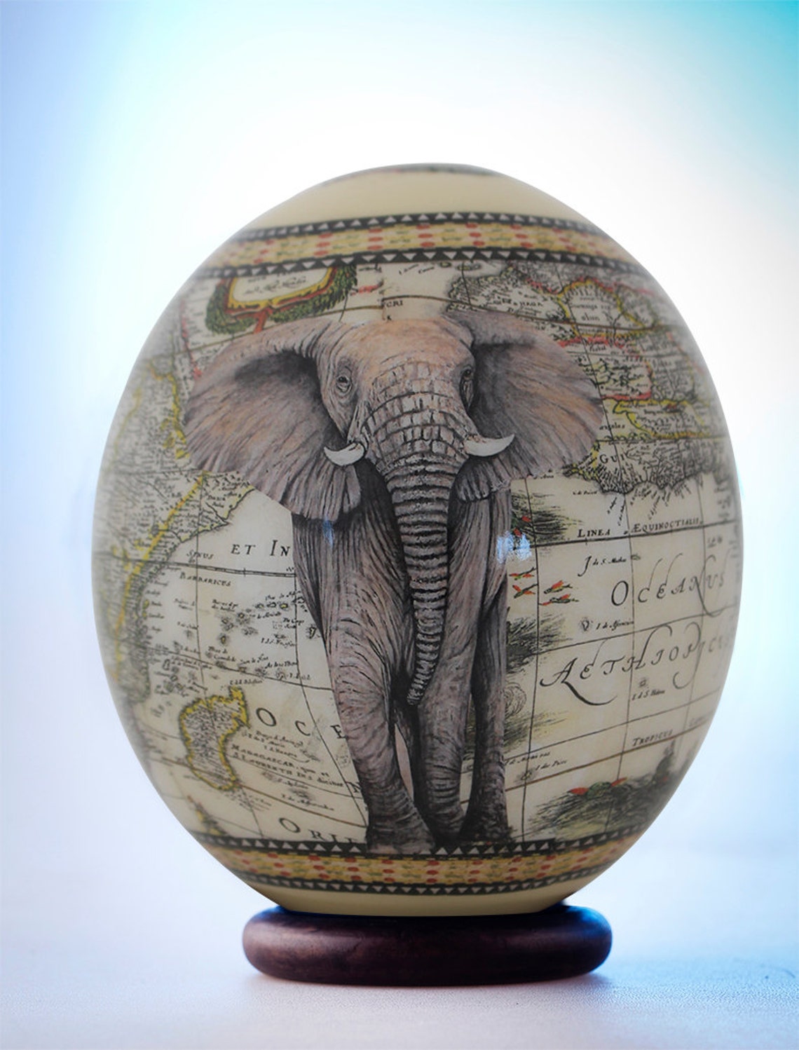 Decoupage Elephant Ostrich Egg: the Majestic African Elephant Poses in ...