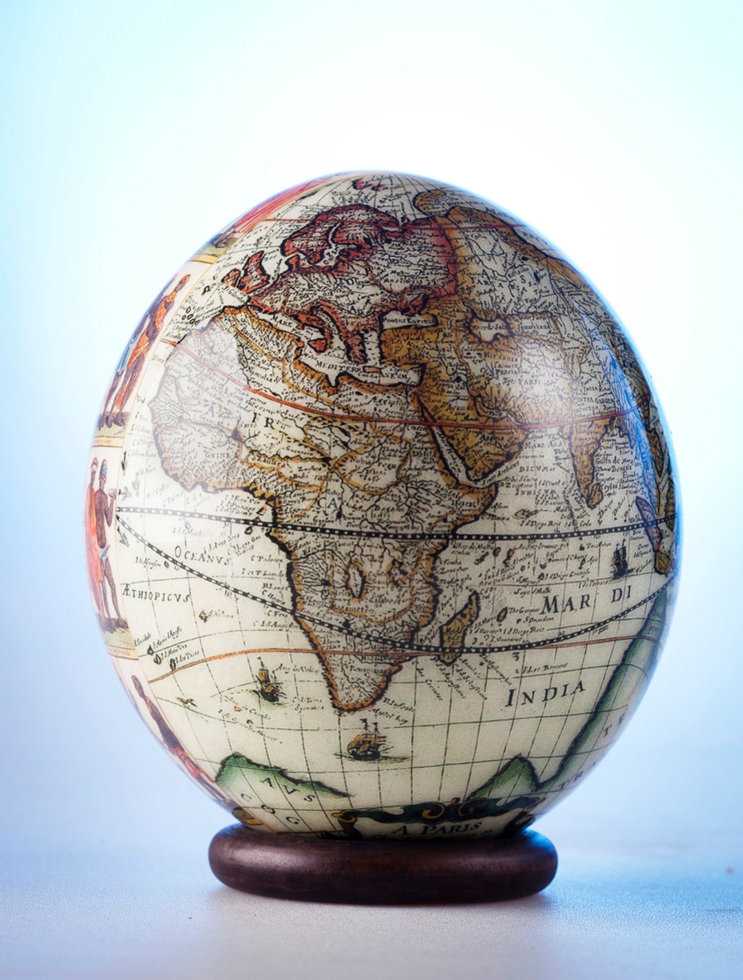 Decoupage World Map Ostrich Egg: This Ostrich Eggshell Piece Has Been ...