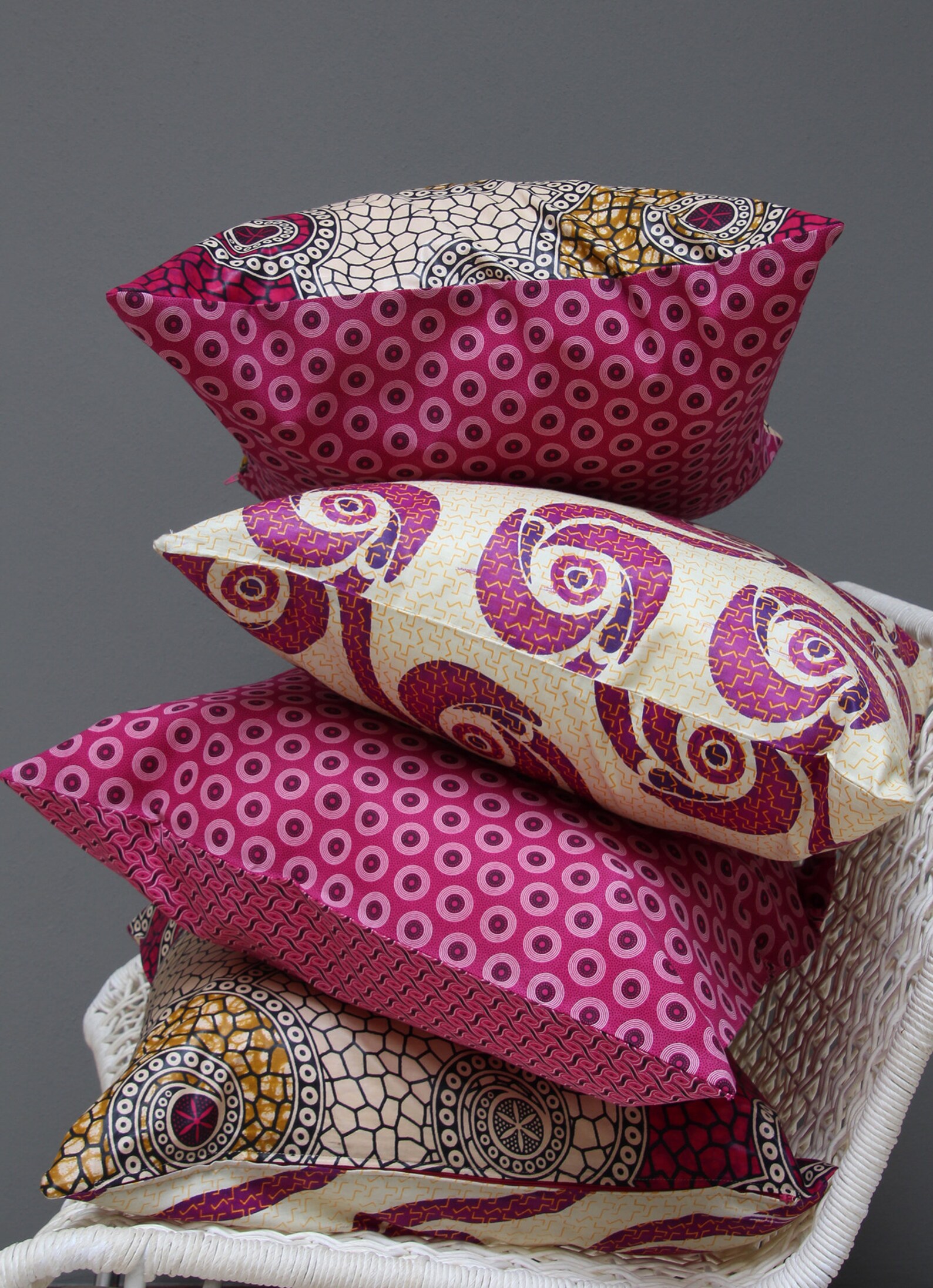 Shocking pink Java African wax print scatter cushion 50 x | Etsy