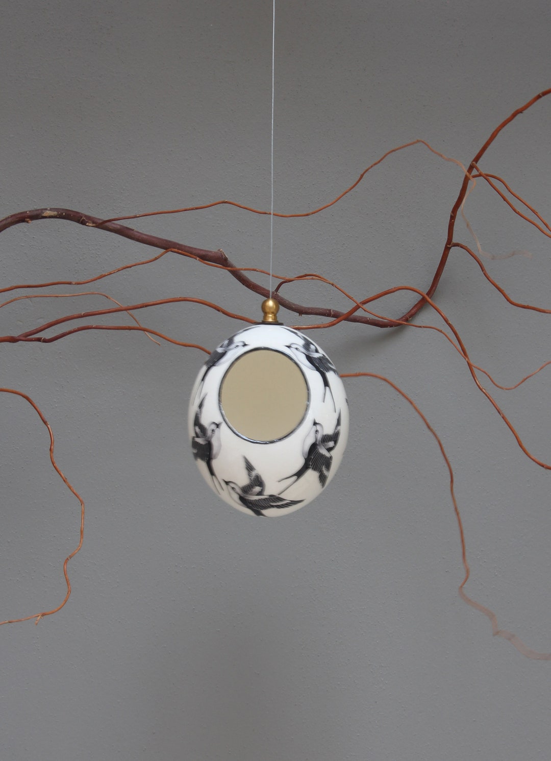 Painted Handcrafted Ostrich Eggshell Birdfeeder: These Feeders Attract ...