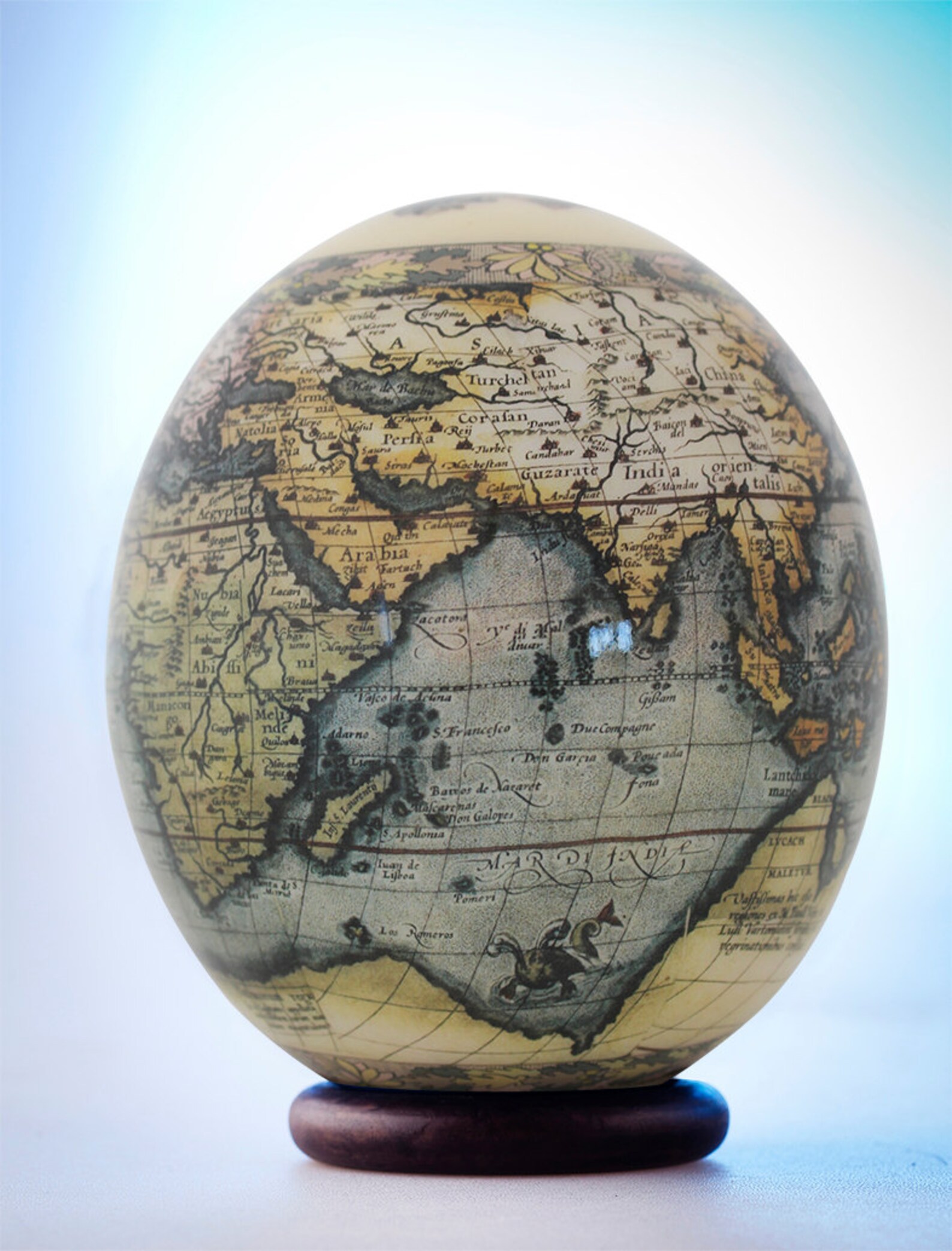 Decoupage World Map Ostrich Egg: This Ostrich Eggshell Piece Has Been ...