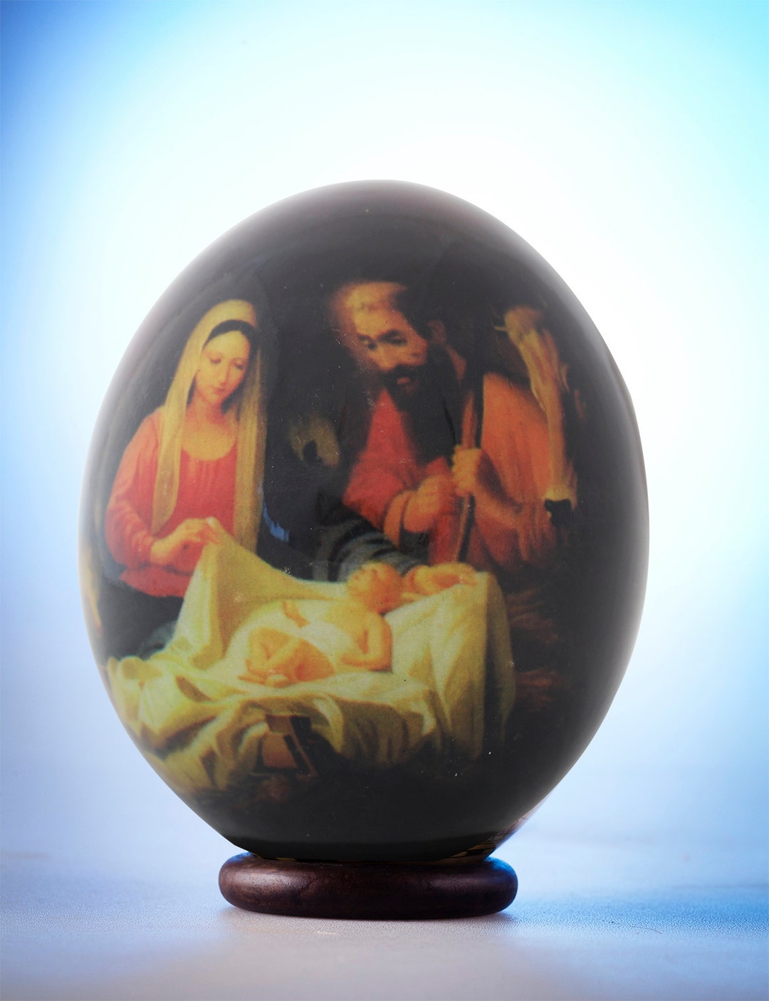 Christmas Nativity Scene Decoupage Egg: an Ostrich Eggshell Decoupaged ...