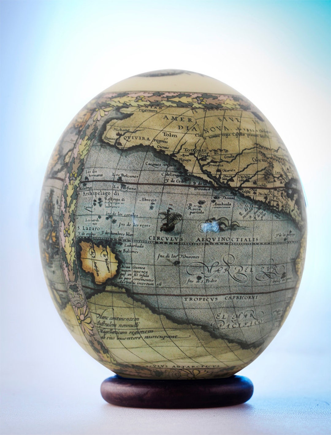 Decoupage World Map Ostrich Egg: This Ostrich Eggshell Piece Has Been ...