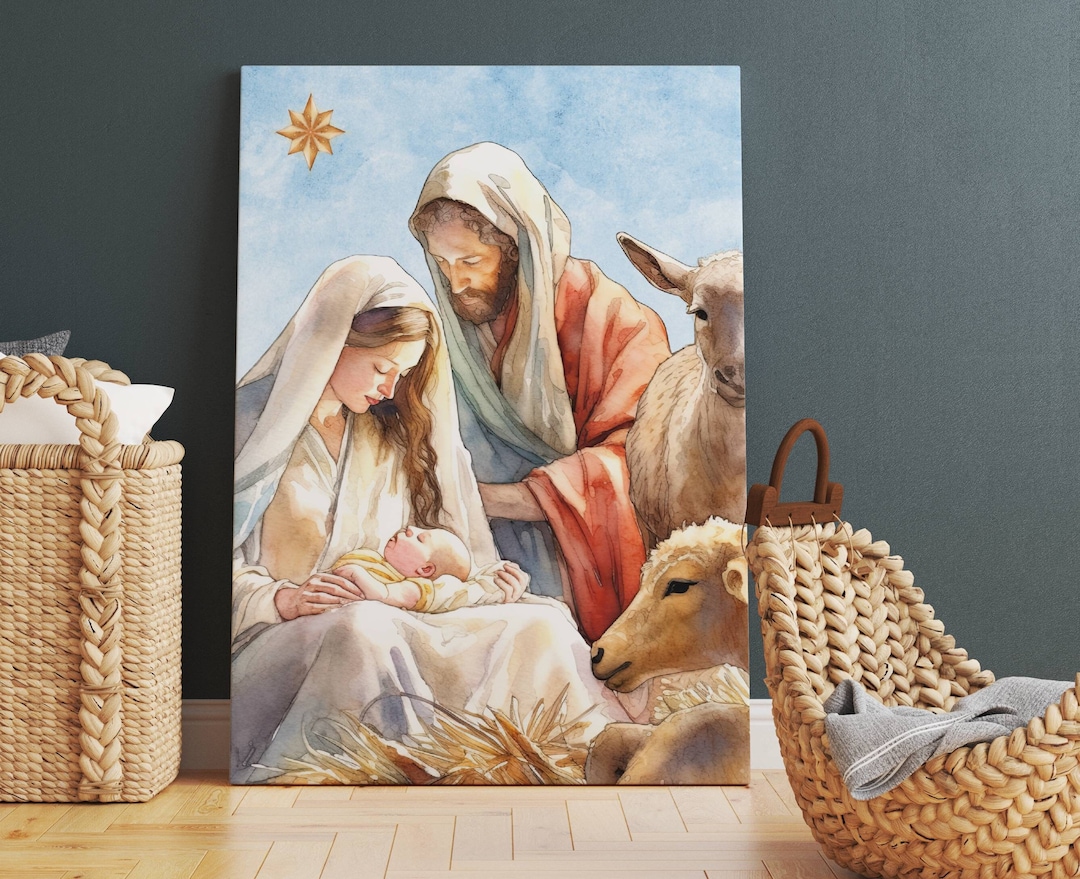 CHRISTMAS Jesus Mary and Joseph NATIVITY Wall Art Instant Download Wall ...