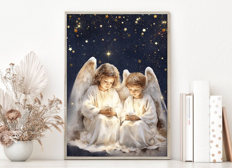 CHRISTMAS Two Christmas Angels Christmas Wall Art Instant Download Wall ...