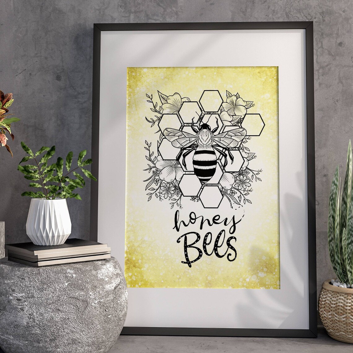 BEE HONEY BEES Digital Download A3, A4, A5 Bees, Flowers, Yellow, Bee ...