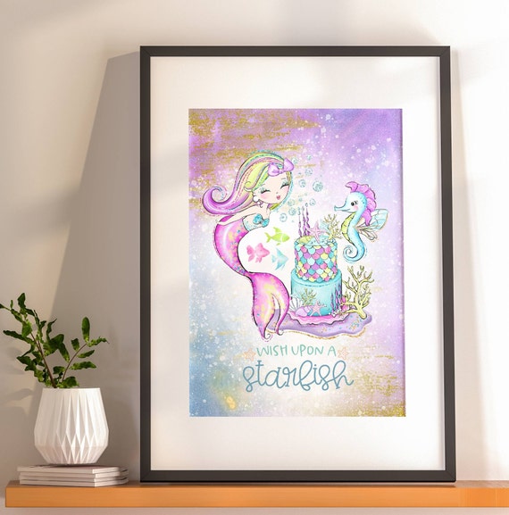 MERMAID Wish Upon A Starfish DIGITAL Download A3 A4 A5 | Etsy