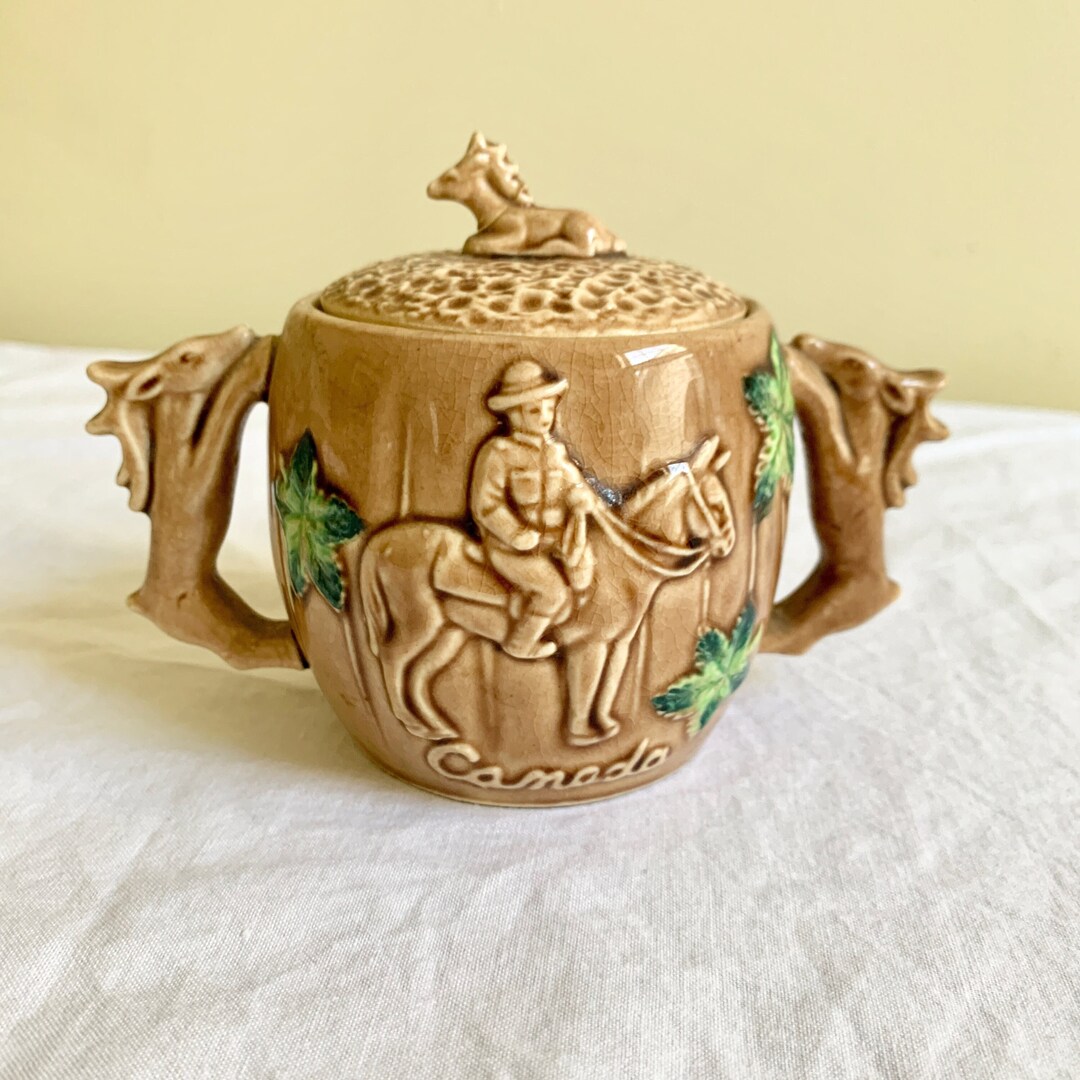 Canada Souvenir Sugar Bowl / Candy Dish Canadian Mountie With Elk ...