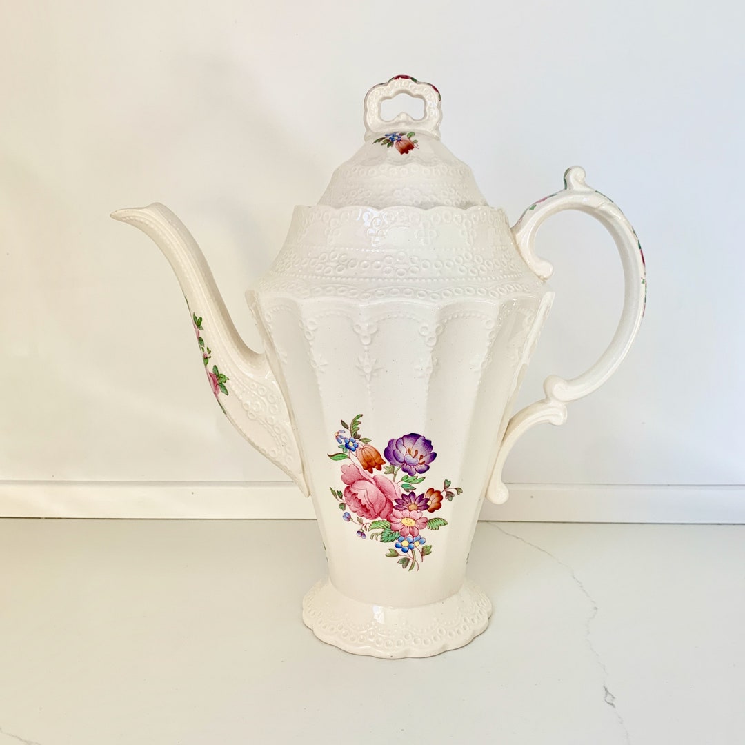 Vintage Spode's Jewel Coffee Pot With Lid claudia Old Backstamp Lacy ...