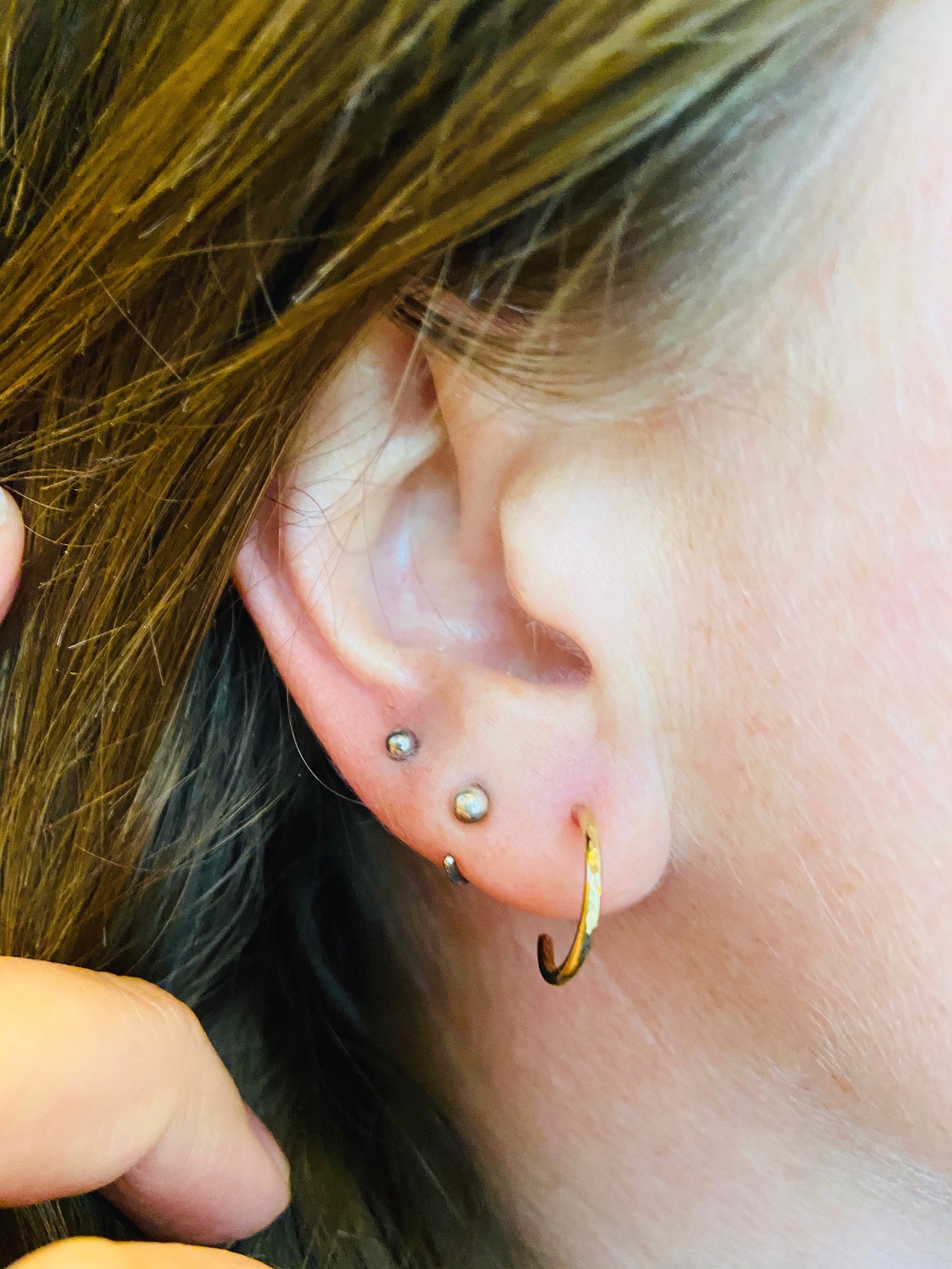 Small Hoop Cartilage Earring Hoop Earring Gold Textured | Etsy