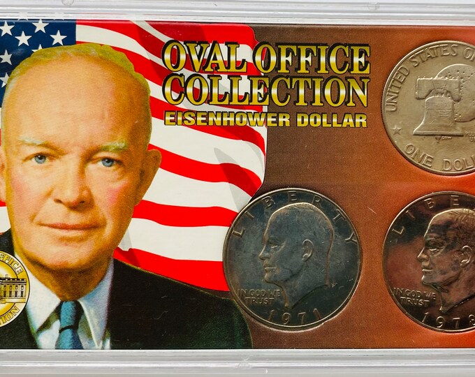 Oval Office Collection- Eisenhower Dollars- 3 Coin Set in Commemorative ...