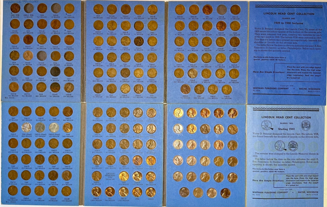 1909-1975 Nearly Complete Lincoln Head/wheat Penny Set 173/177 Coins in ...