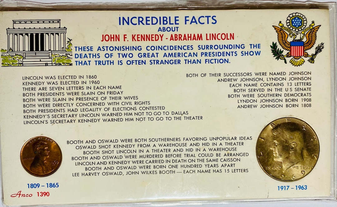 1969-D John F Kennedy-abraham Lincoln 2 Coin Set With Fact Sheet 40% ...