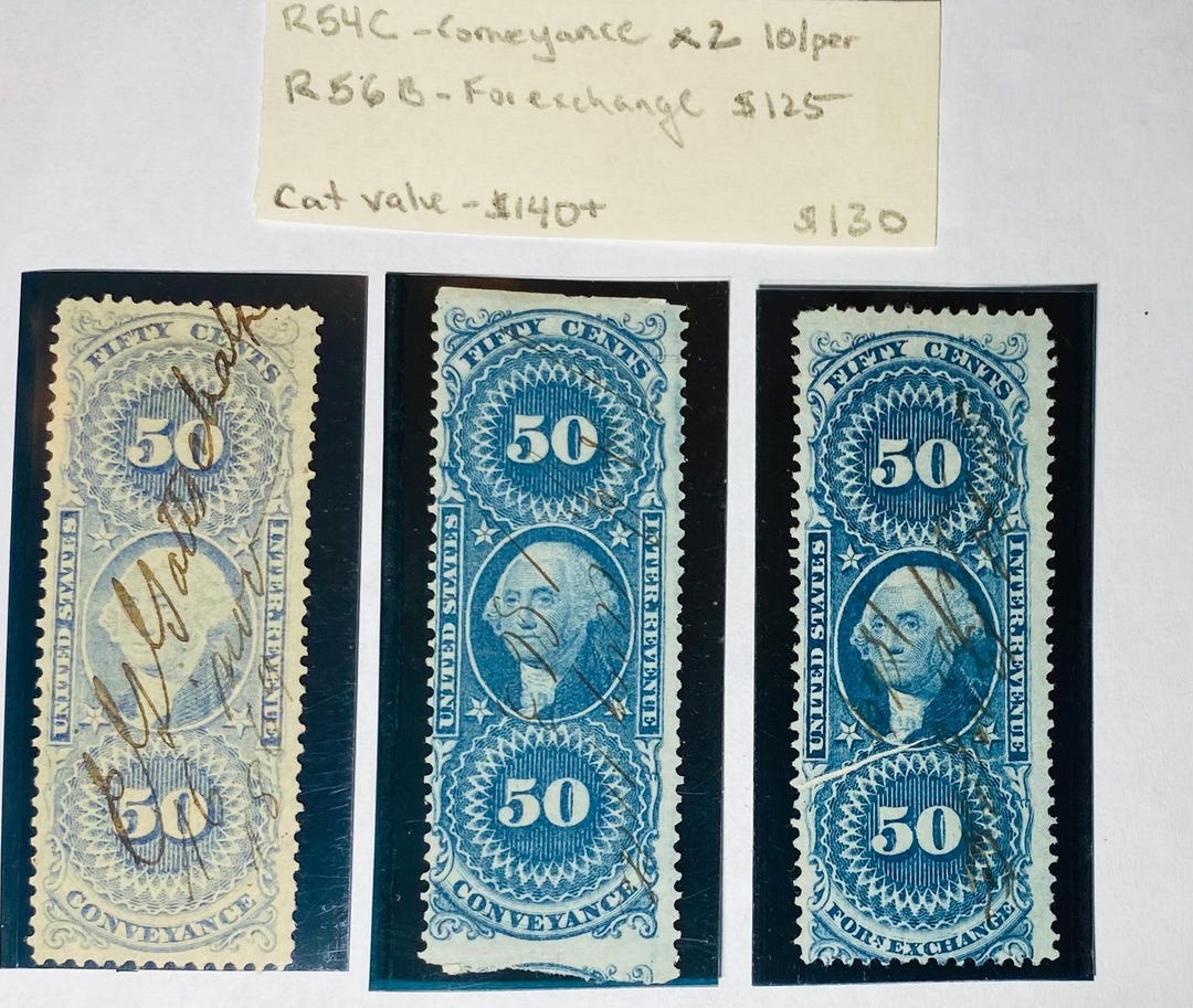 3-1862-1871 Civil War Rare R101 Revenue Stamps-excellent Quality 50 ...