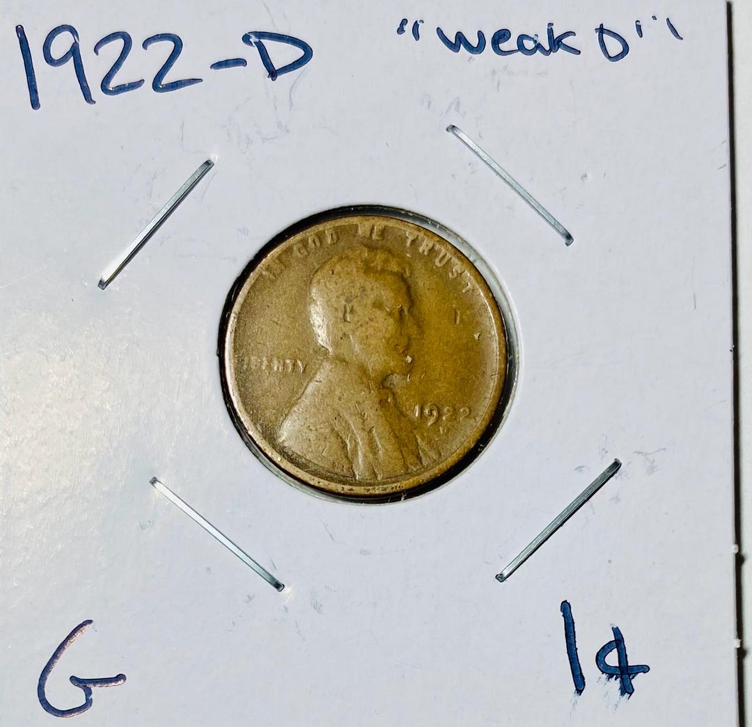 Rare Vintage Semi Key Date 1922-D "weak D Variety" Wheat Penny Good 13. ...