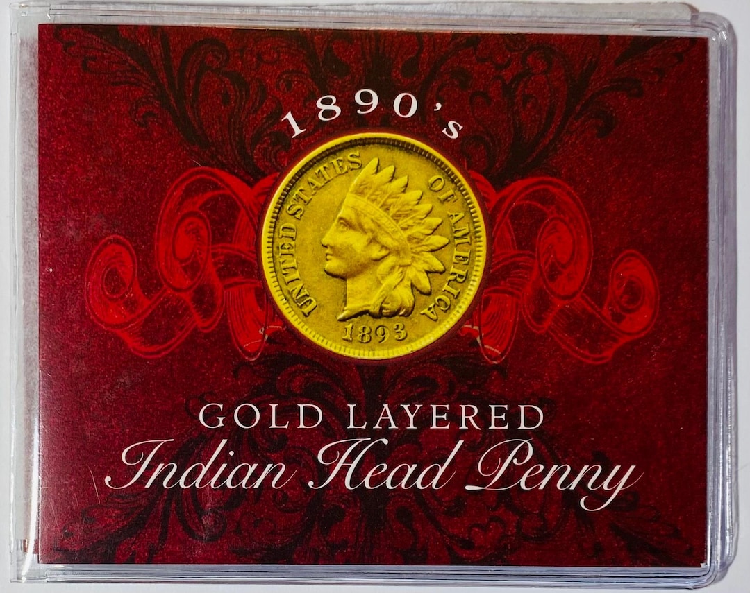 Vintage 1890's Gold Layered Indian Head Penny- 1893 Indian Head W/coa ...