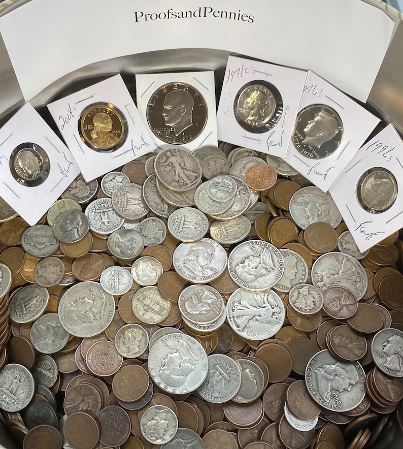 Vintage Sale! Silver US Auction Coin Lot. Proofs, Wheats, 90% Silver ...