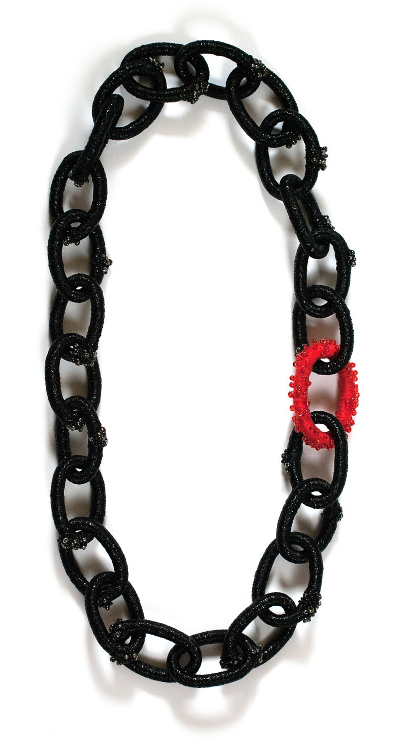 Chunky Chain Link Necklace Black and Red Chain Link Necklace - Etsy