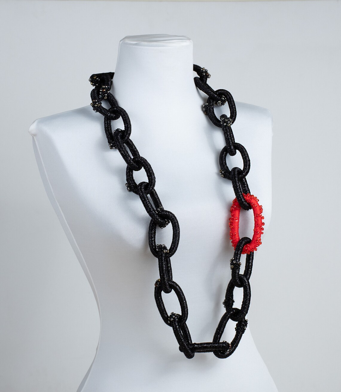 Chunky Chain Link Necklace Black and Red Chain Link Necklace | Etsy