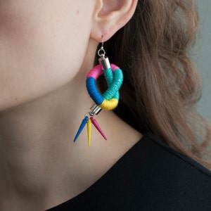 Colorful Rope Dangle Earrings Funky Cord Earrings Color - Etsy