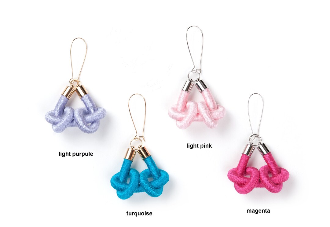 Light Purple Cord Earrings Magenta Rope Earrings Turquoise - Etsy