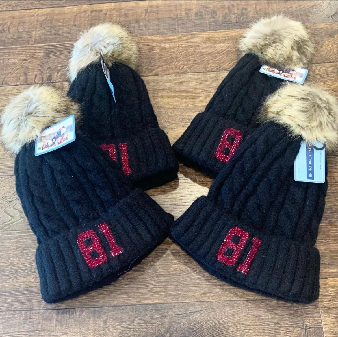 Custom Rhinestone Number Beanie | Gameday Beanie | Letter or Number ...