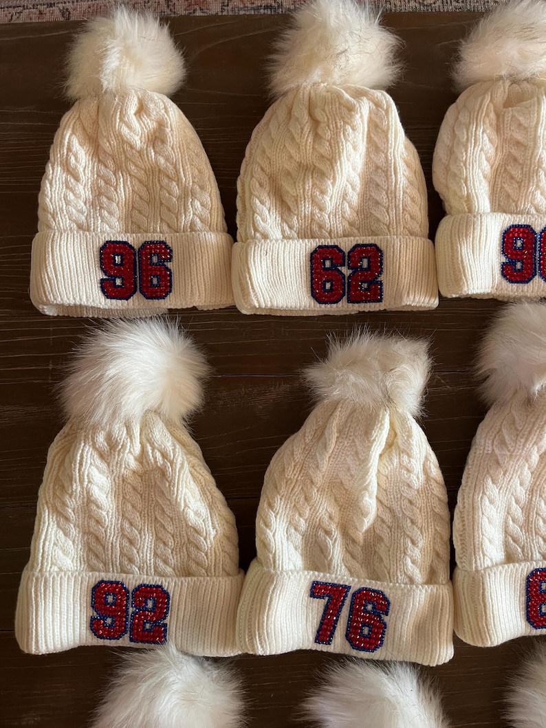 Custom Rhinestone Number Beanie | Gameday Beanie | Letter or Number ...