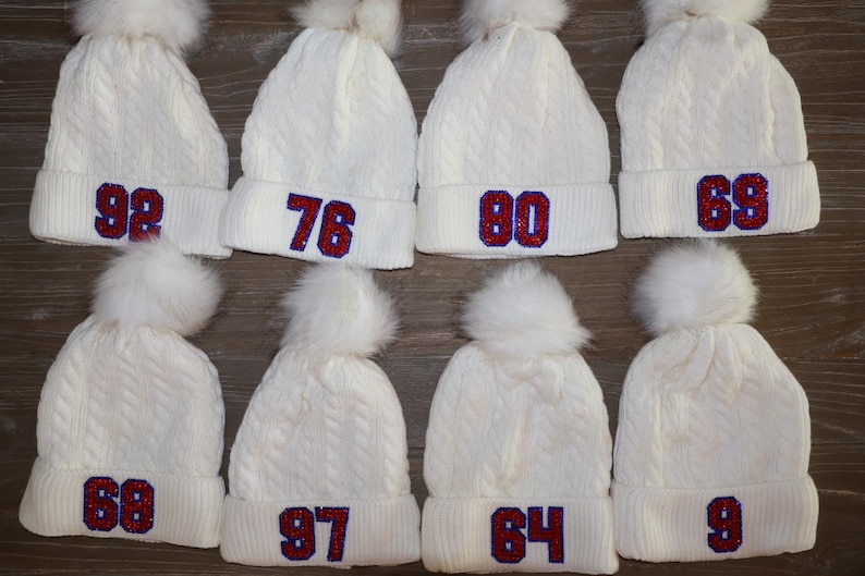 Custom Rhinestone Number Beanie | Gameday Beanie | Letter or Number ...