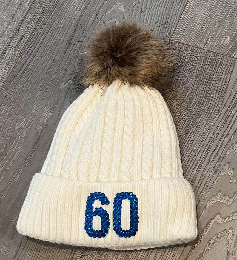 Custom Rhinestone Number Beanie Gameday Beanie Letter or Number ...