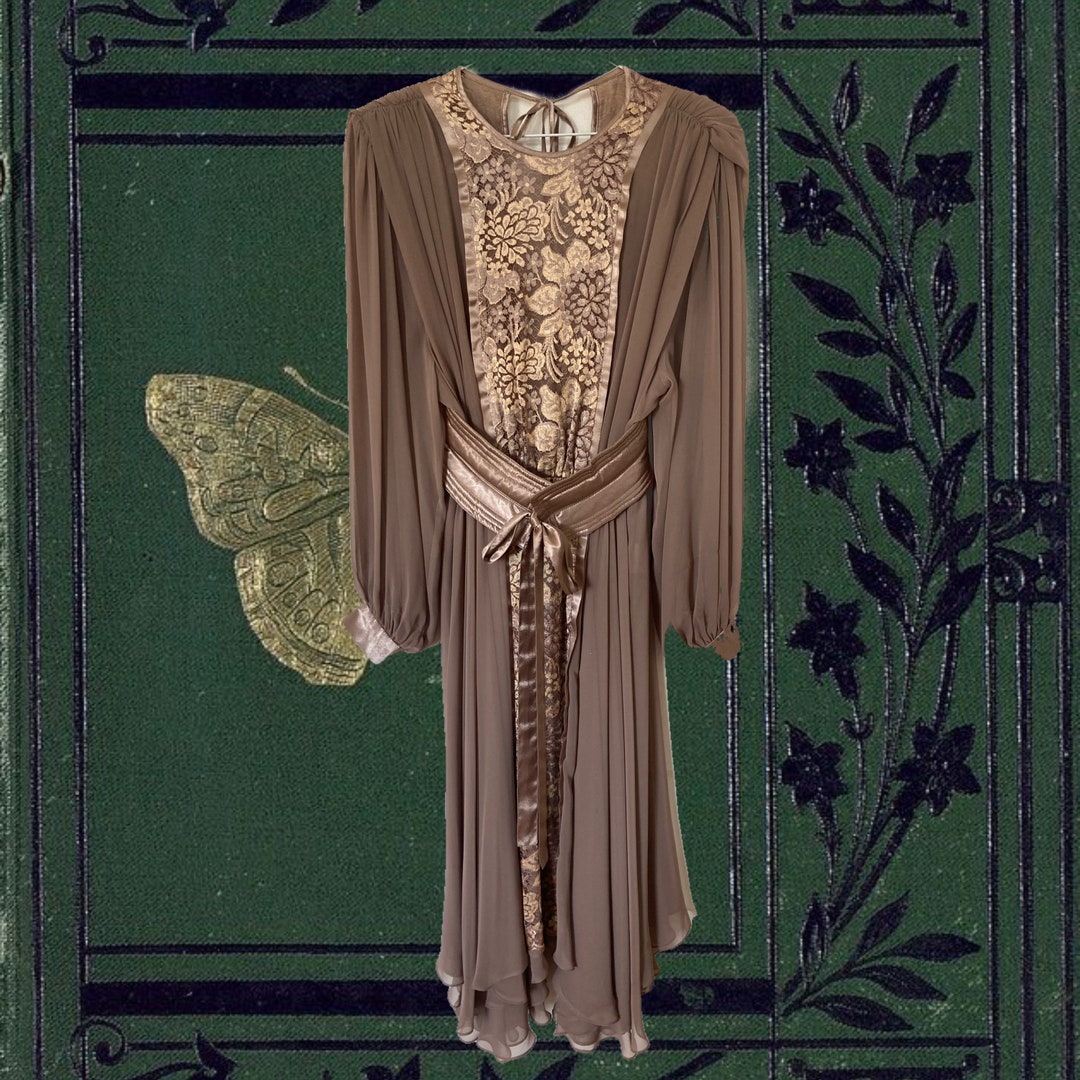 Wayne Clark Dusty Mauve Designer Chiffon and Lace Dress Aline Marelle ...