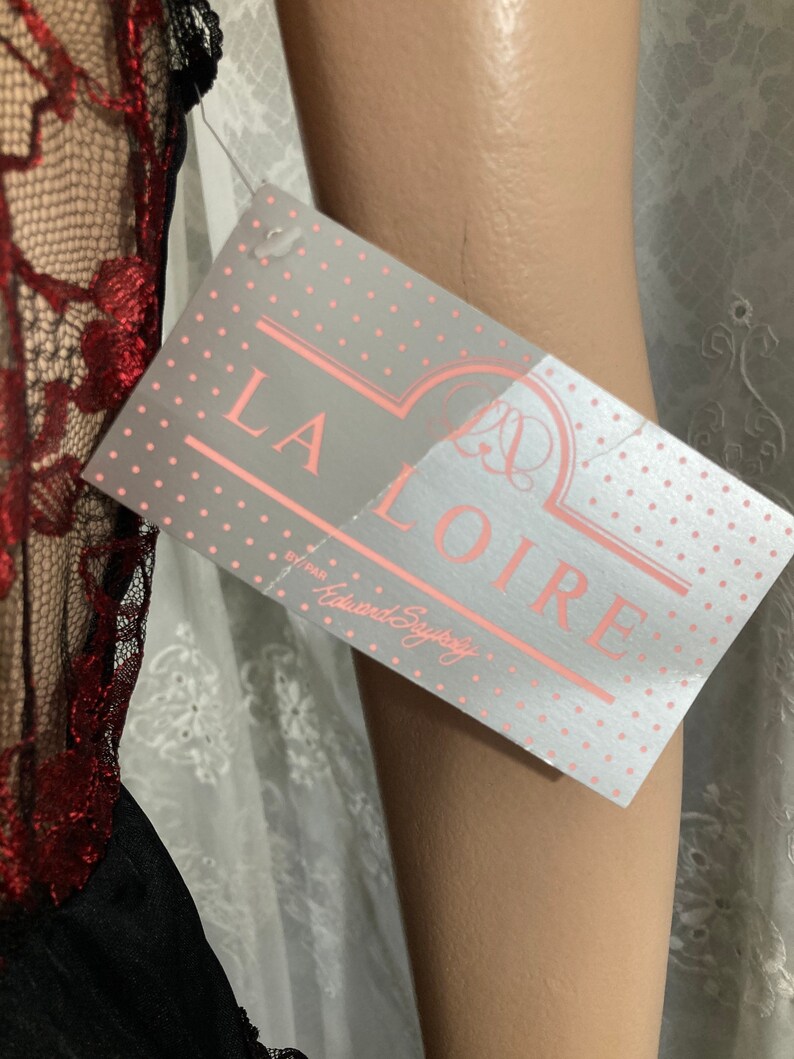 80s Lace Ruffle Lingerie Night Gown Dress Black Red See | Etsy