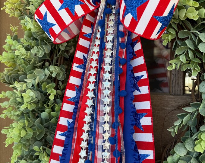 4th of July/stars and Stripes Ribbon Bundle With a Bow - Etsy