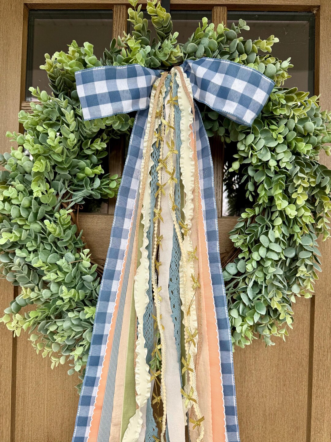 Cornflower Blue and Ivory Gingham Ribbon Bundle With a Bow - Etsy