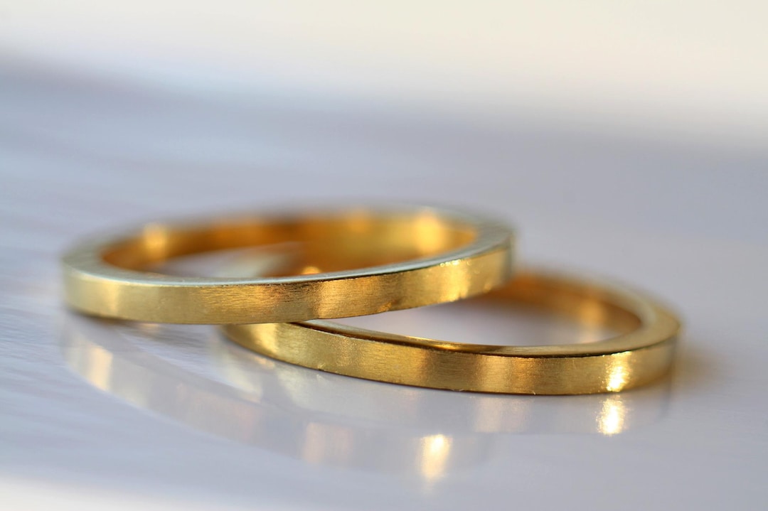 Hammered Solid Gold Matching Wedding Ring Set, Personalized Rings - Etsy