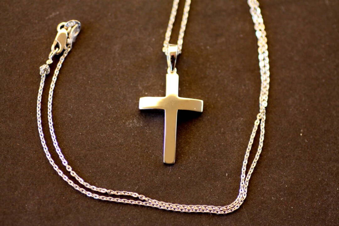 Gold Cross Necklace, Baptism Baby Gold Cross, Women Gold Pendant, 14K ...