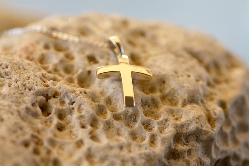 Gold Cross Necklace Baptism Baby Gold Cross Women Gold - Etsy