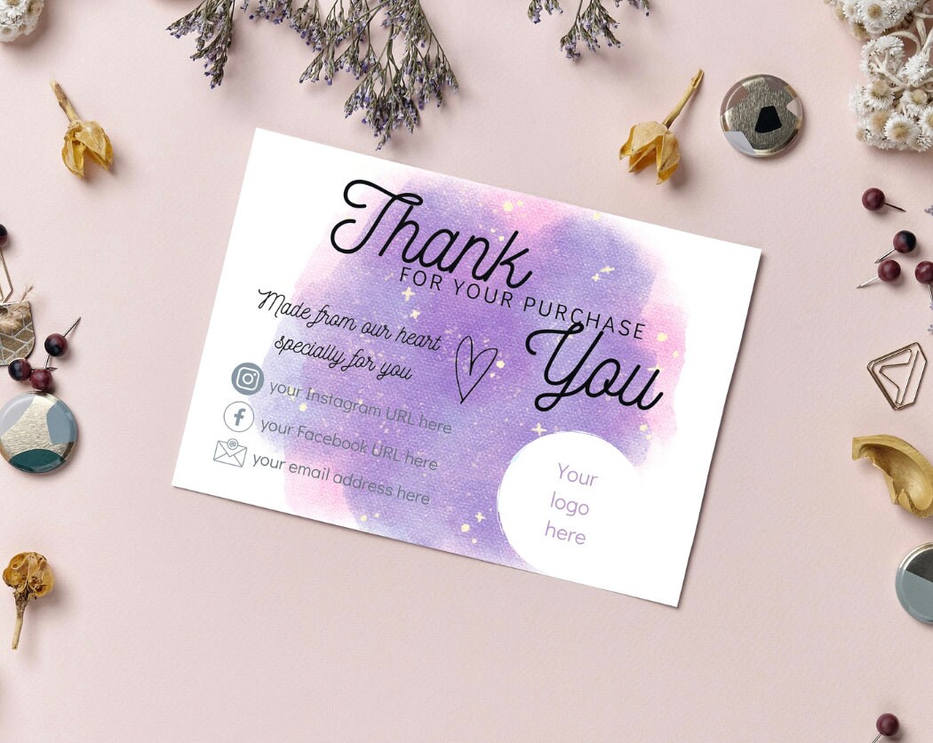 CANVA Editable Thank You Card for Small Business Template Thank You ...