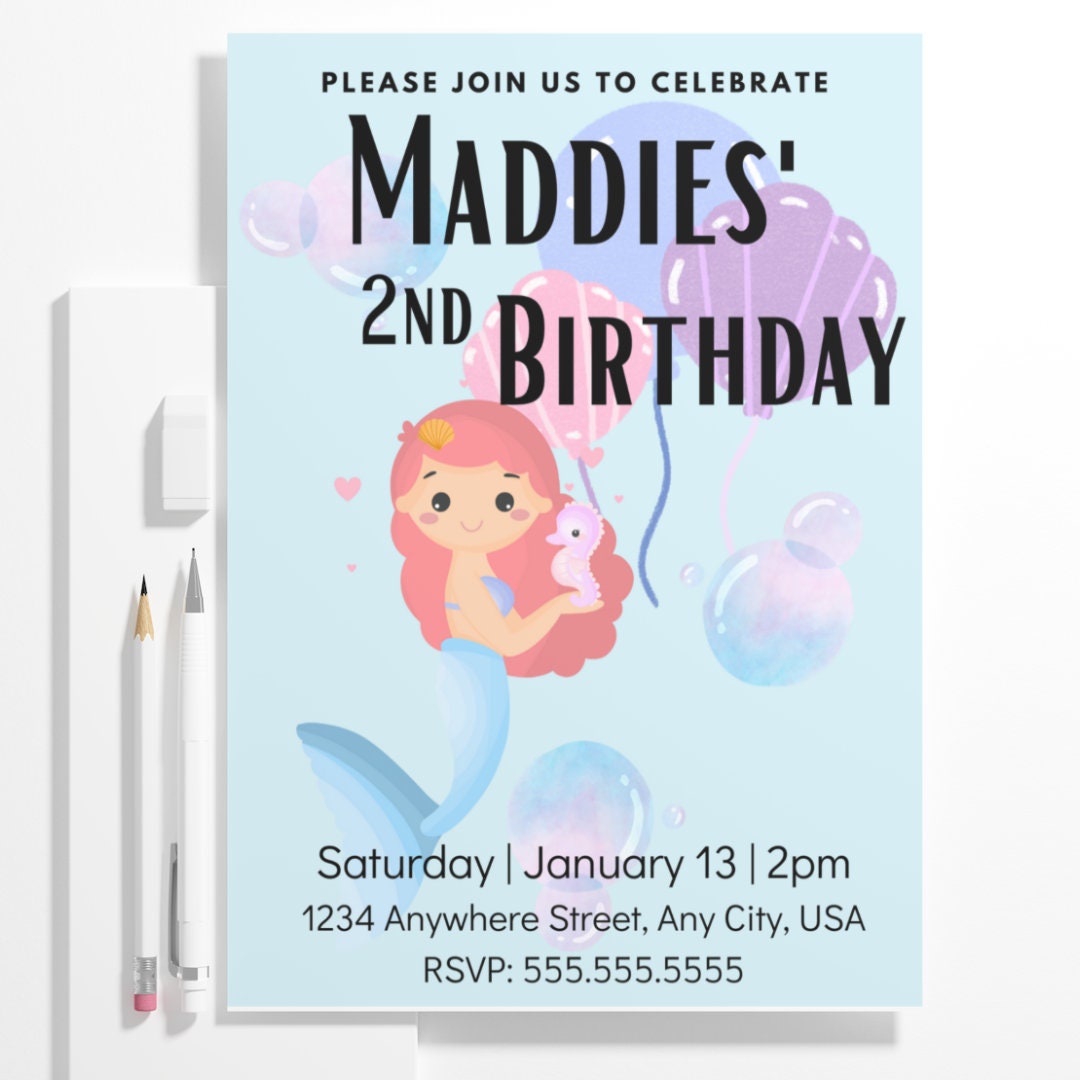 CANVA Editable Birthday Invitation Card Template | Birthday Invitation ...