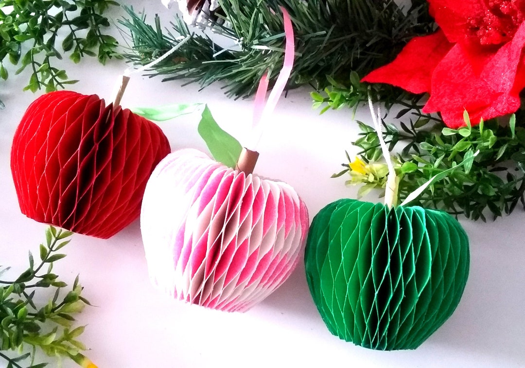 Apple Christmas Tree Ornament | Winter Holiday Decoration | 3D Apple ...