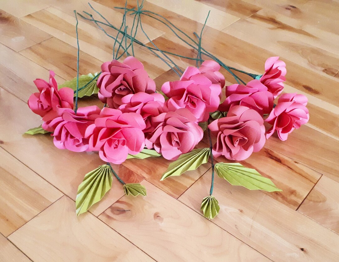 Personalized Paper Roses Bouquet Gift - Artificial Forever Roses ...