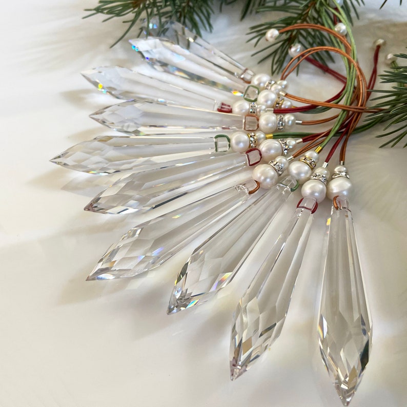 Glass Prism Christmas Ornament Faceted Glass Clear Glass - Etsy