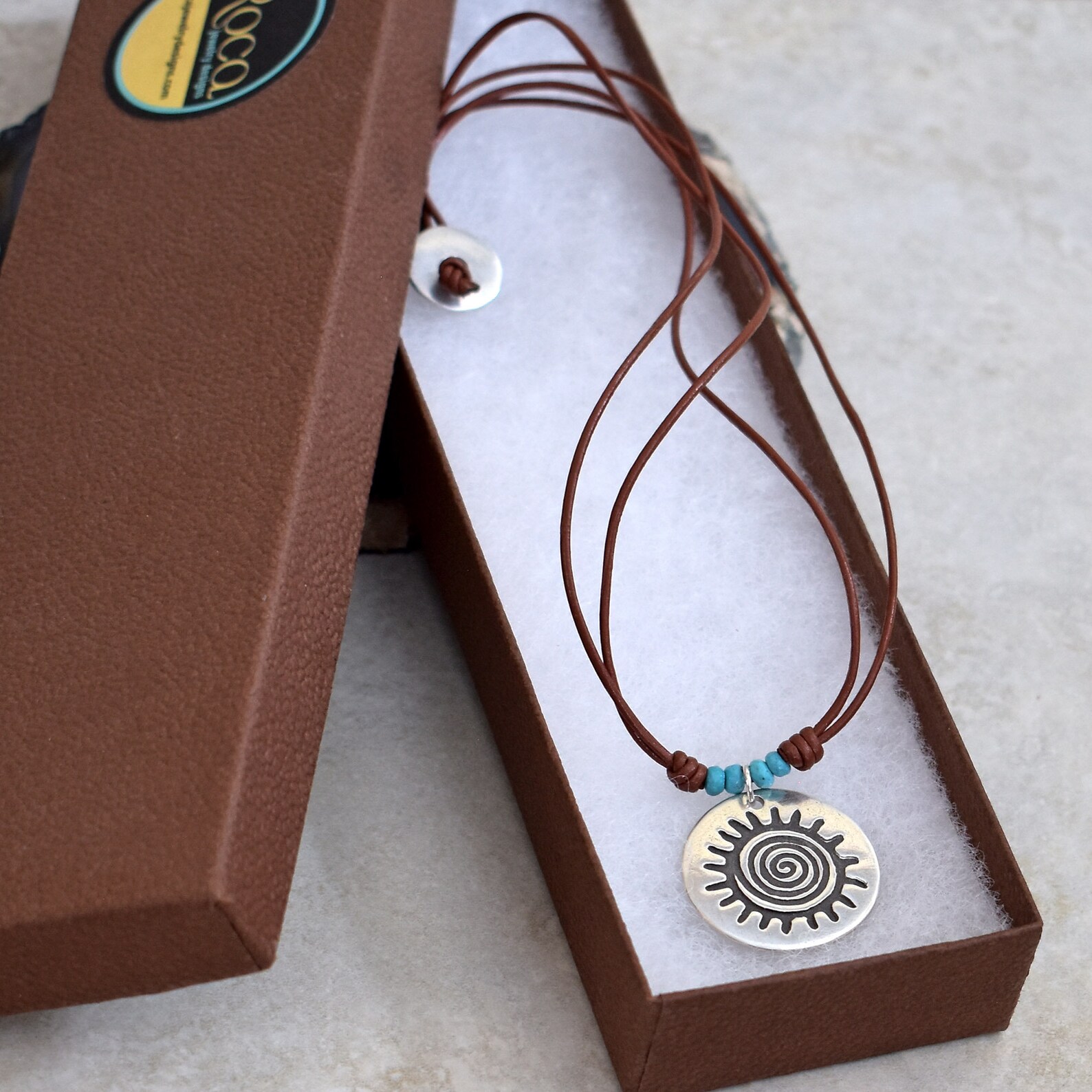 Sterling Silver Healing Pendant With Turquoise and Leather - Etsy
