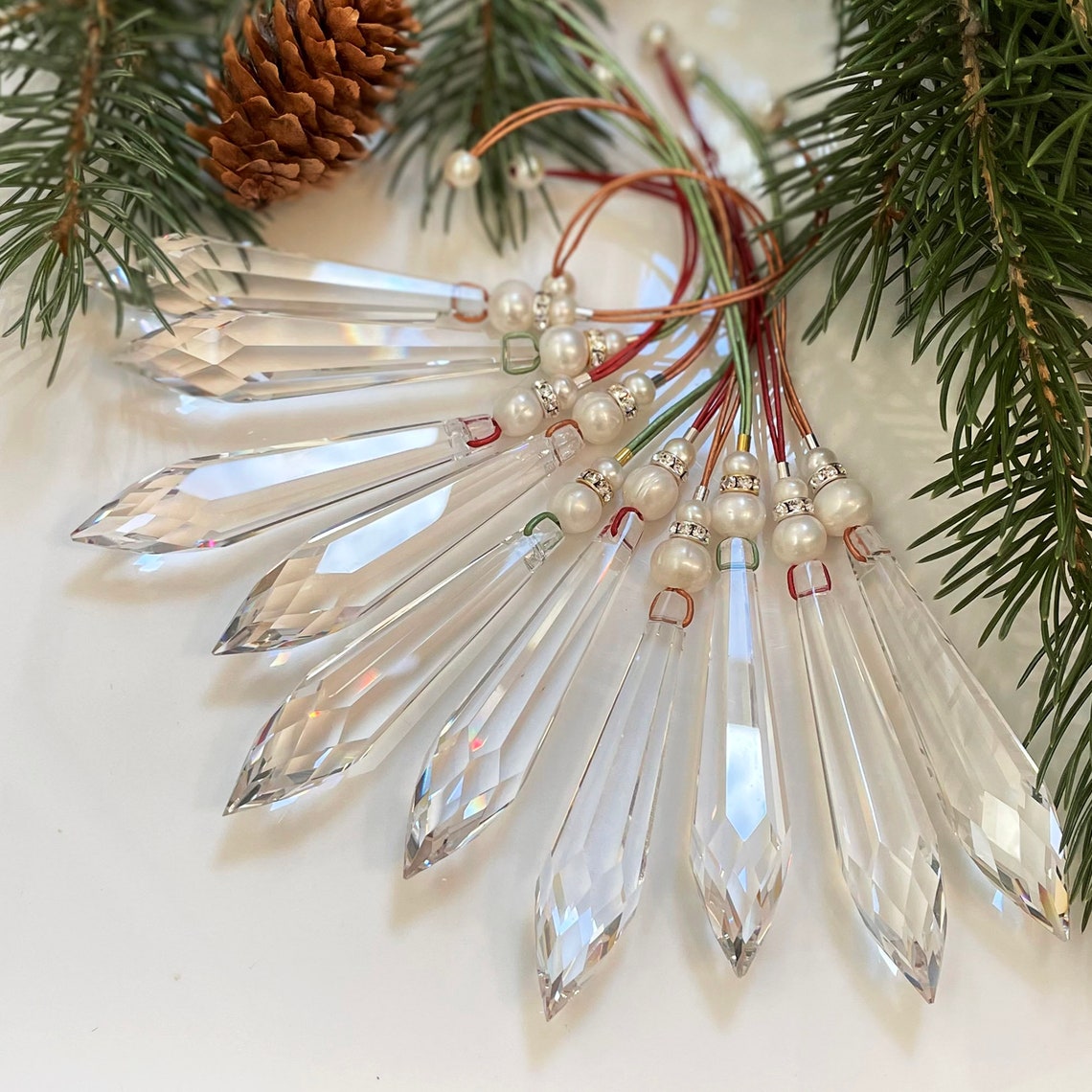 Glass Prism Christmas Ornament Faceted Glass Clear Glass - Etsy