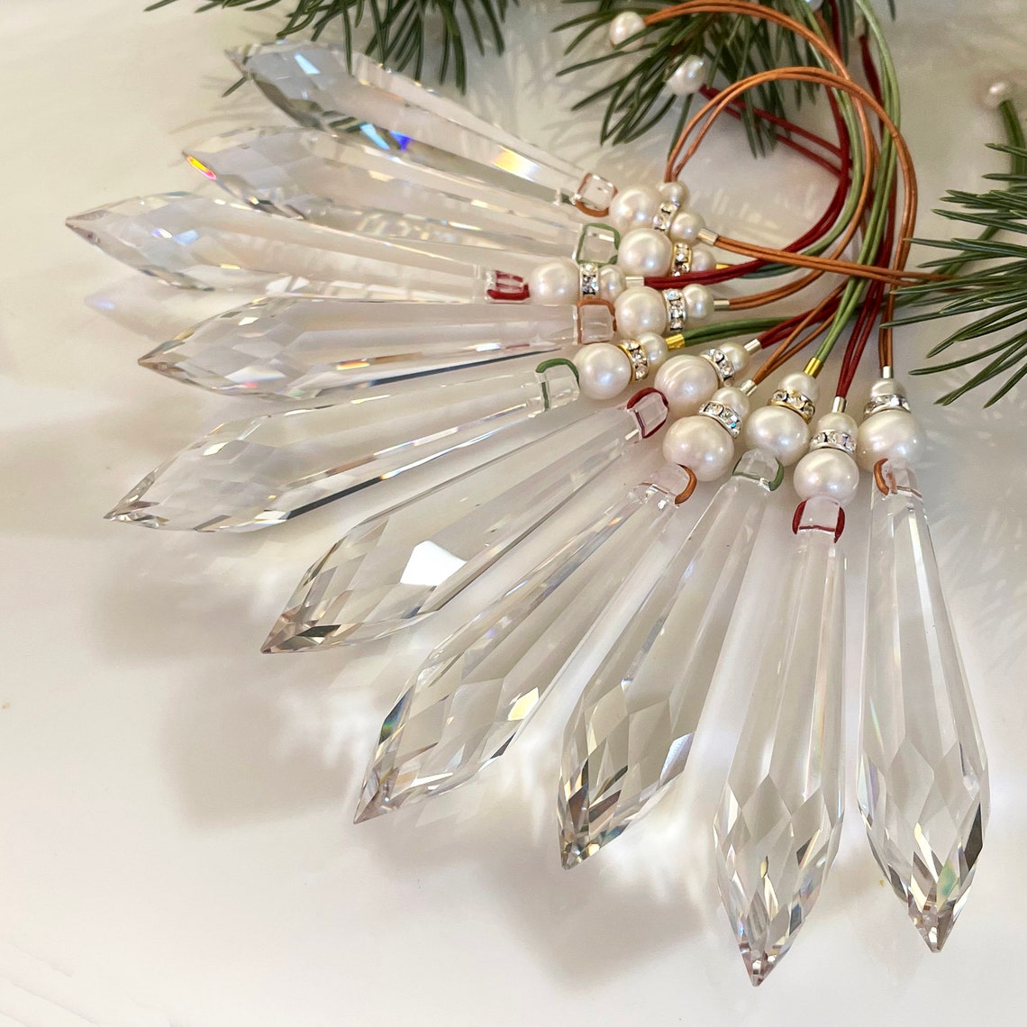 Glass Prism Christmas Ornament Faceted Glass Clear Glass - Etsy