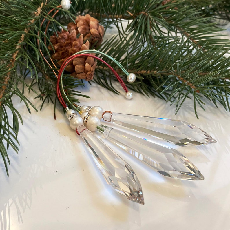 Glass Prism Christmas Ornament Faceted Glass Clear Glass - Etsy